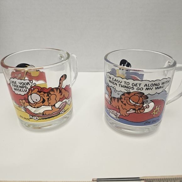 McDonald's | Dining | Vintagegarfield Mcdonalds Glass Mugs 978 Set Of ...